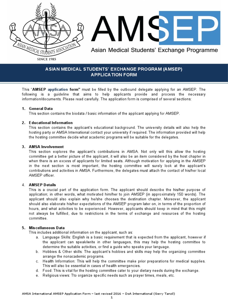 AMSEP Application Form | PDF | Business