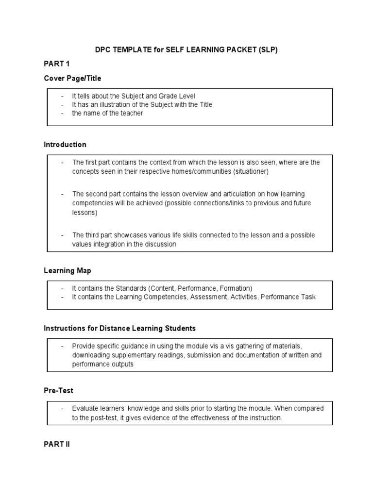 DPC Template For Self Learning Packet (SLP) Cover Page/Title | PDF ...
