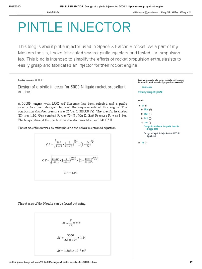 PINTLE INJECTOR - Design of A Pintle Injector For 5000 N Liquid Rocket ...