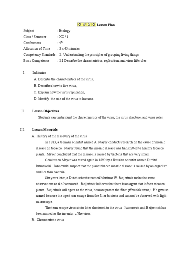 Understanding Viruses: A Lesson Plan on Virus Characteristics ...