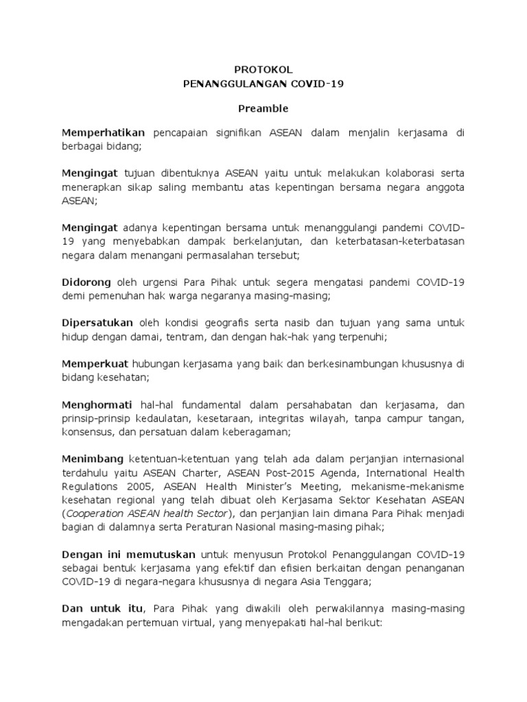 Protokol Kerjasama Penanggulangan COVID-19 | PDF | Pengembangan Diri