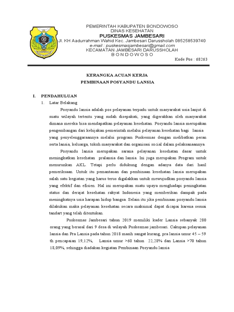 Kak Pembinaan Posyandu Lansia | PDF