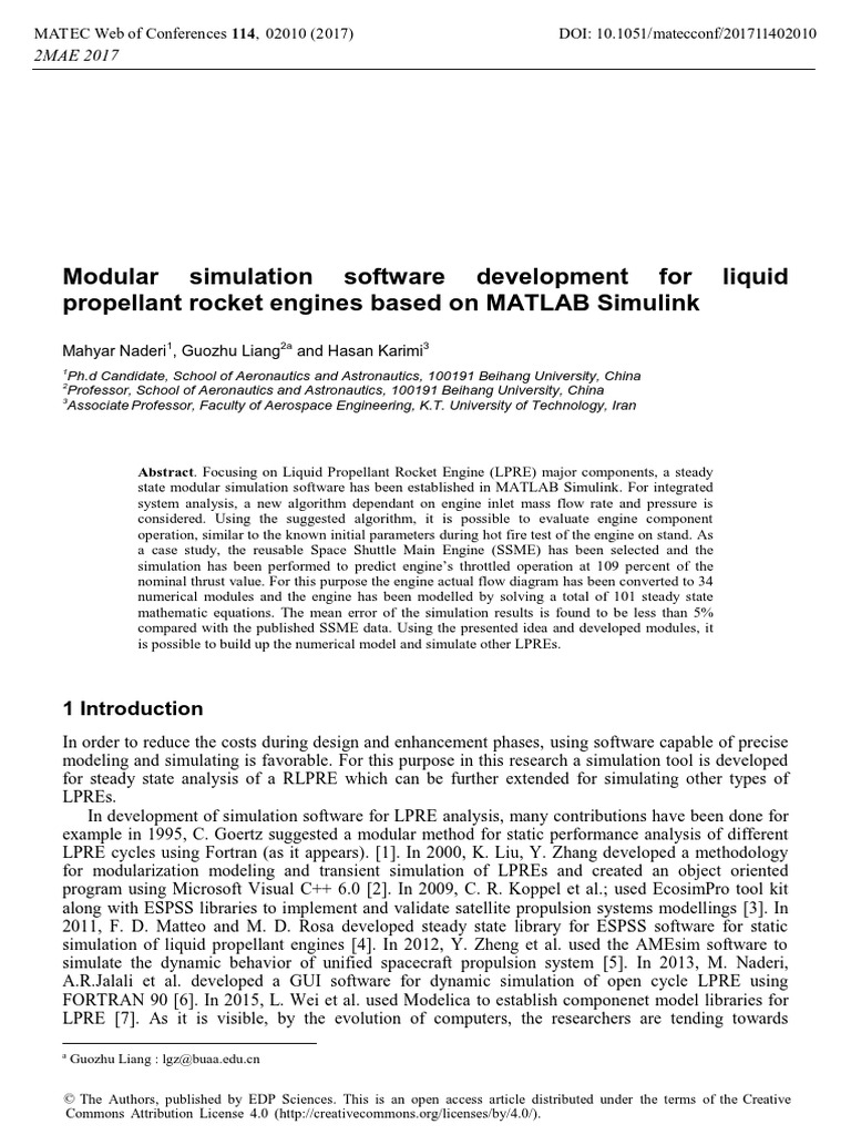 Modular Simulation Software Development For Liquid Propellant Rocket ...