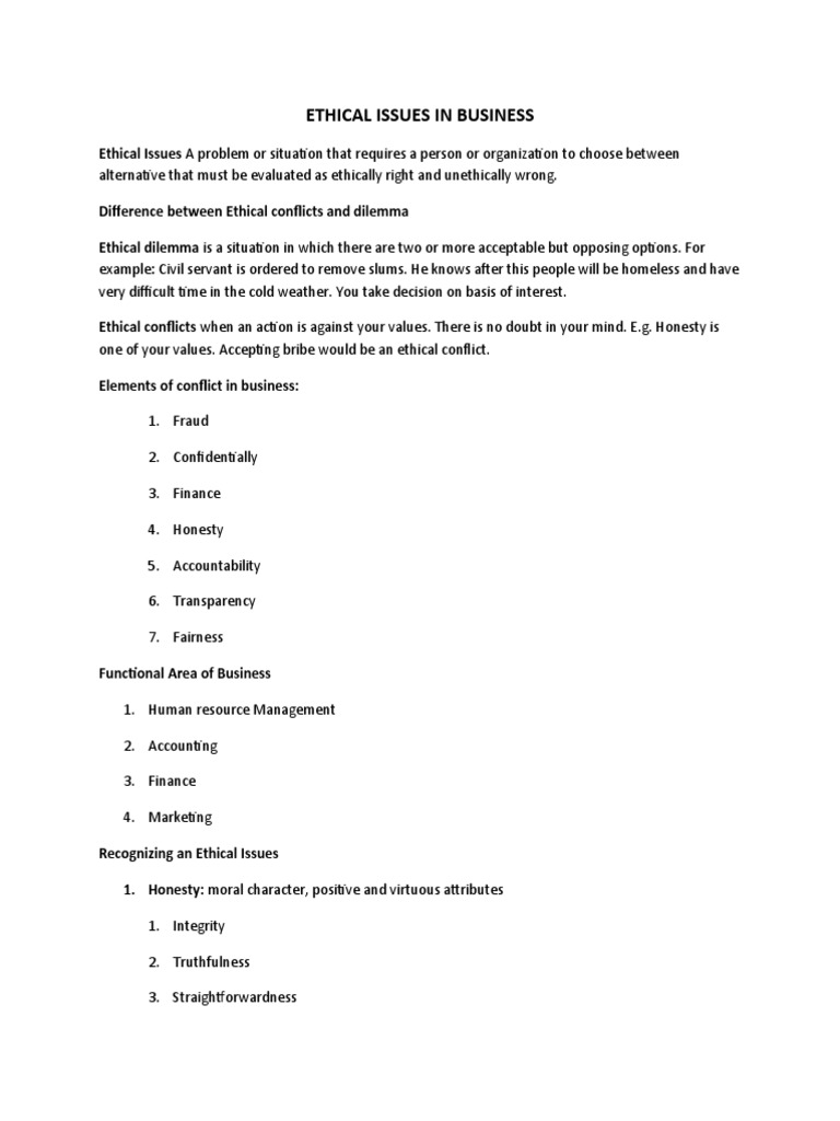 Ethical Issues in Business | PDF