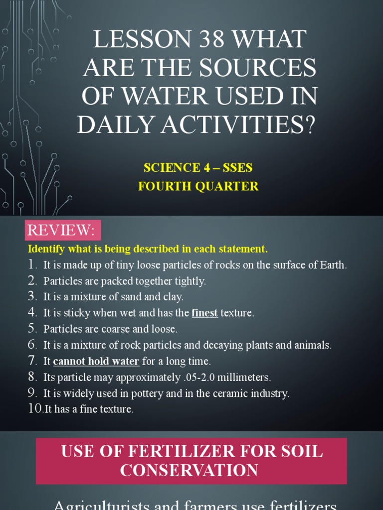 Lesson 38 What Are The Sources of Water Used in Daily Activities? | PDF ...