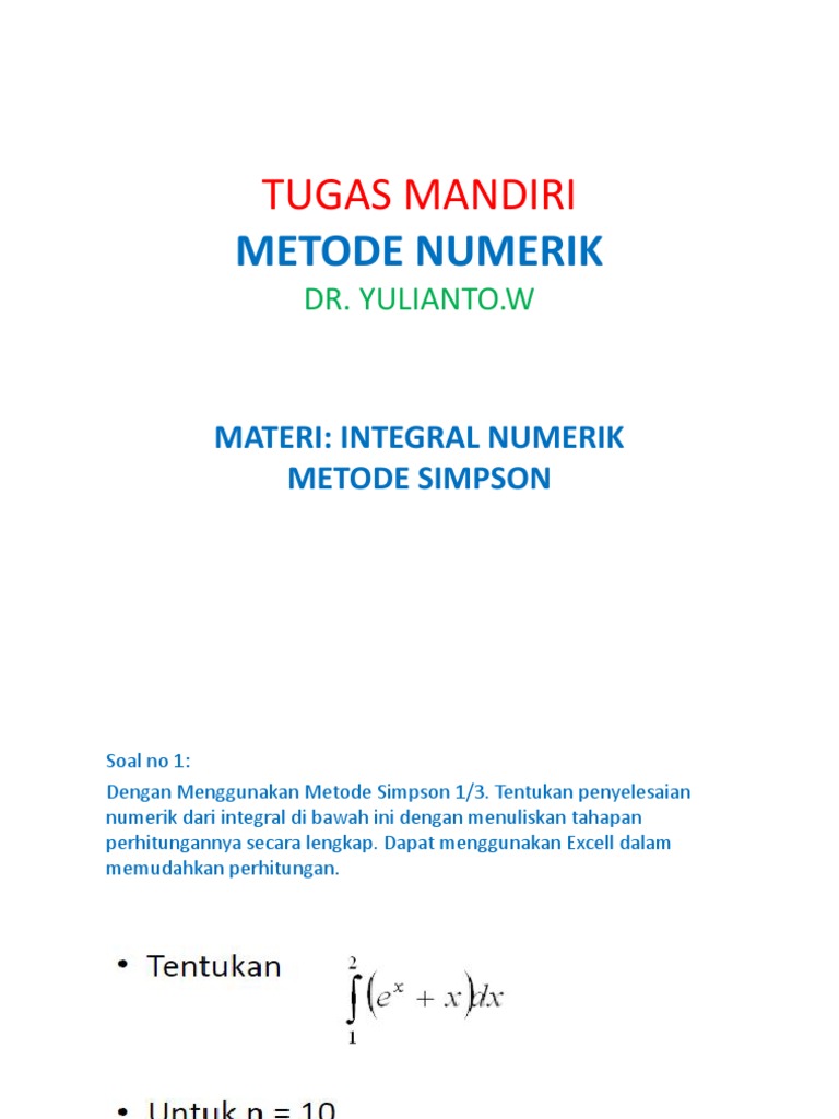 Tugas Integrasi Numerik Metode Simpson | PDF