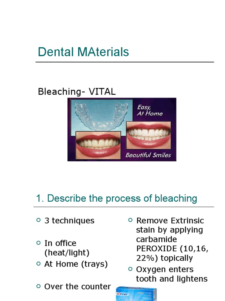 Dental Materials: Bleaching-Vital | PDF | Tooth Enamel | Bleach