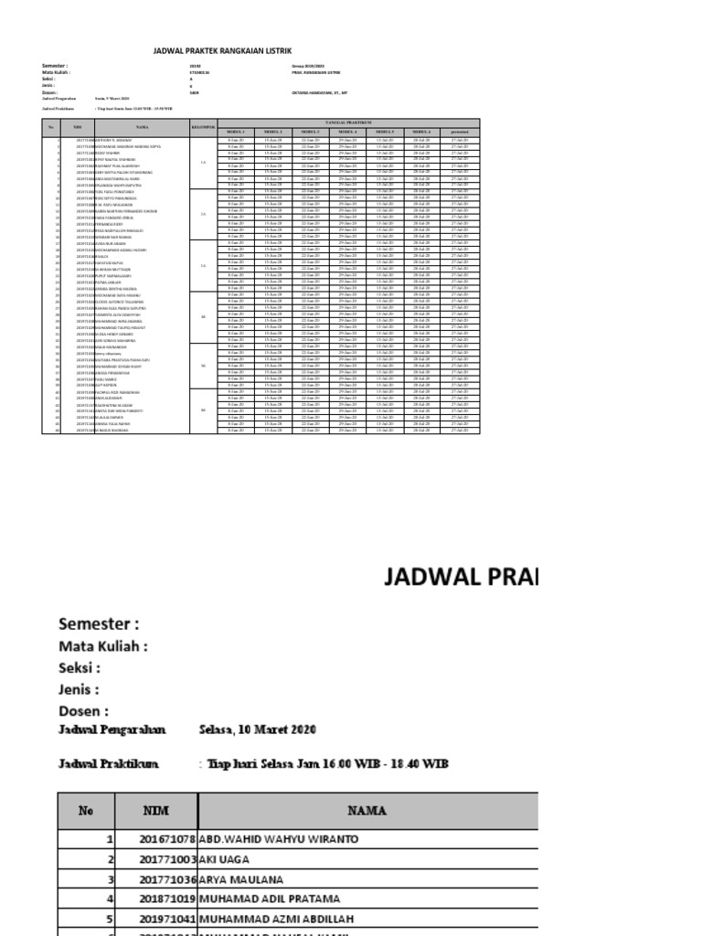 Jadwal Praktikum Lab RL Fix | PDF