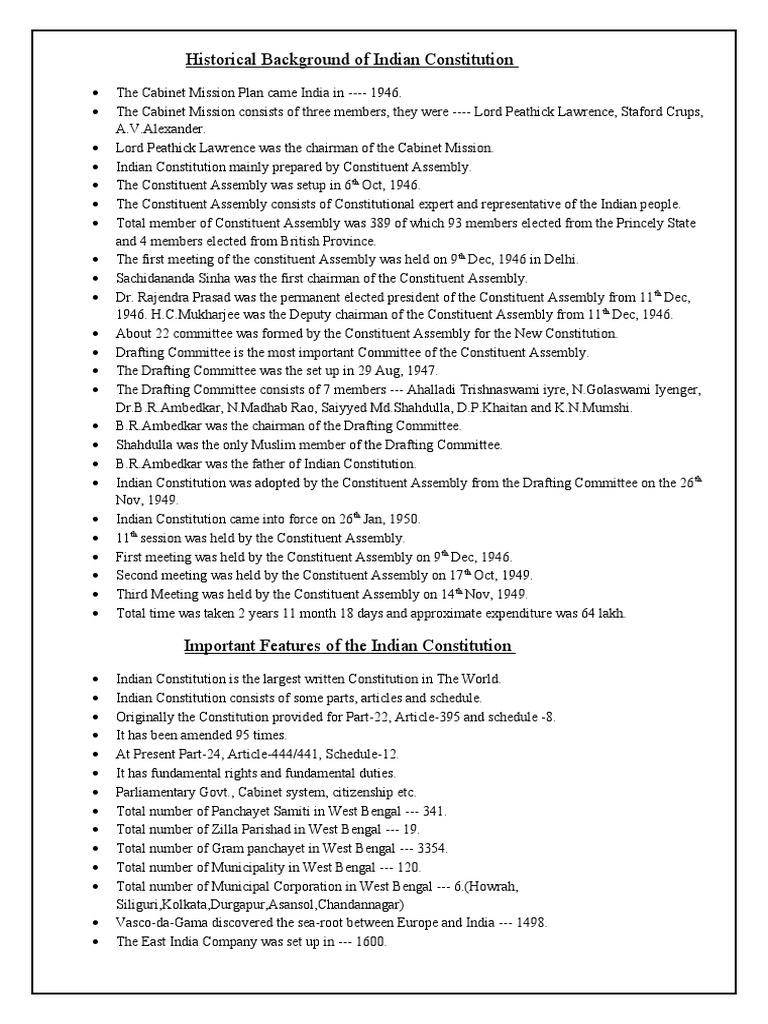 Historical Background of Indian Constitution | PDF | Separation Of ...