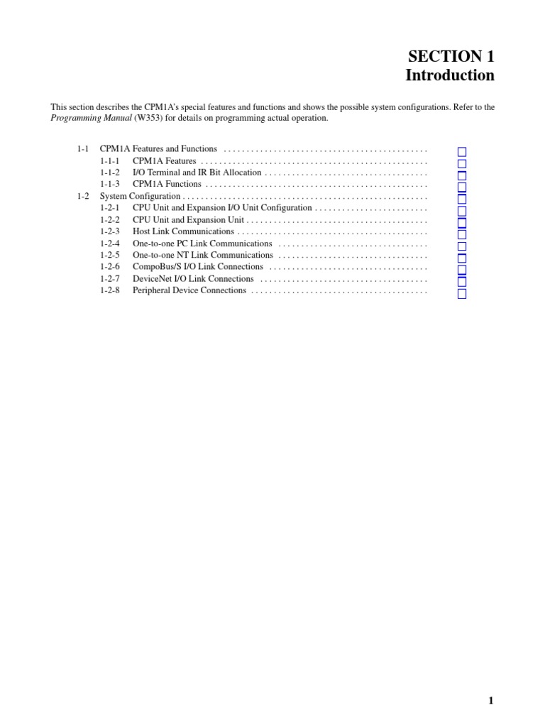 Section 1 Programming Manual W353 For Details On Programming Actual Operation Pdf Input