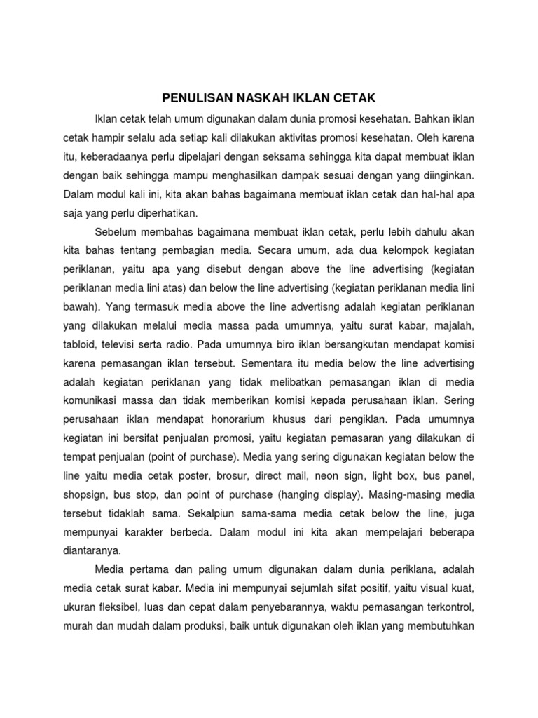 Penulisan Naskah Iklan Cetak | PDF