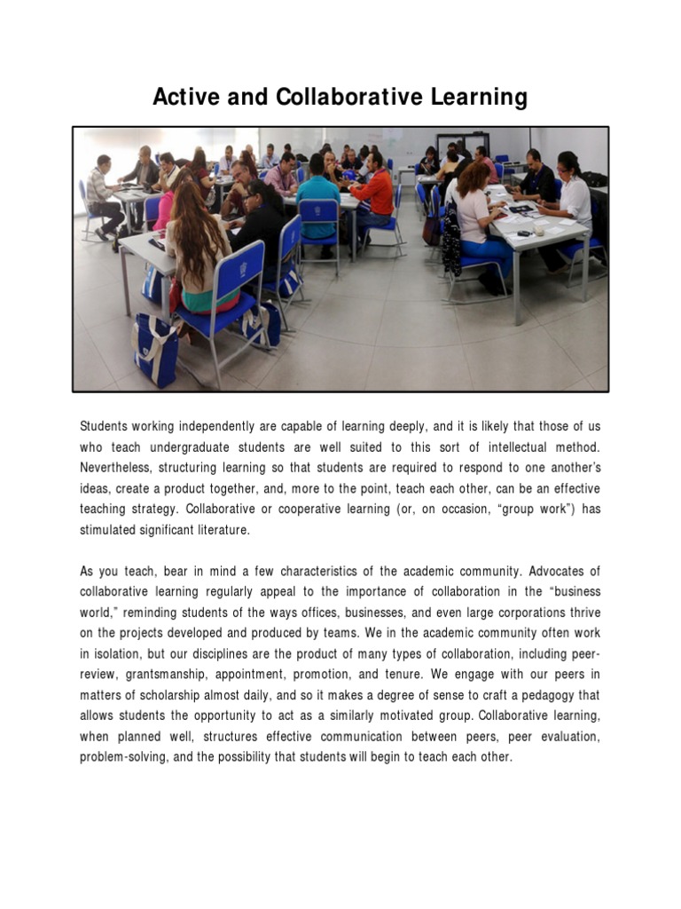 Active and Collaborative Learning | PDF | Pedagogy | Cognition