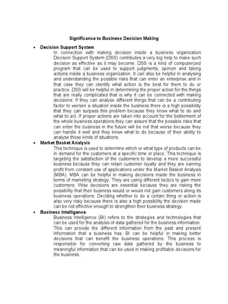 Business Decision Making | PDF | Business Intelligence | Economies