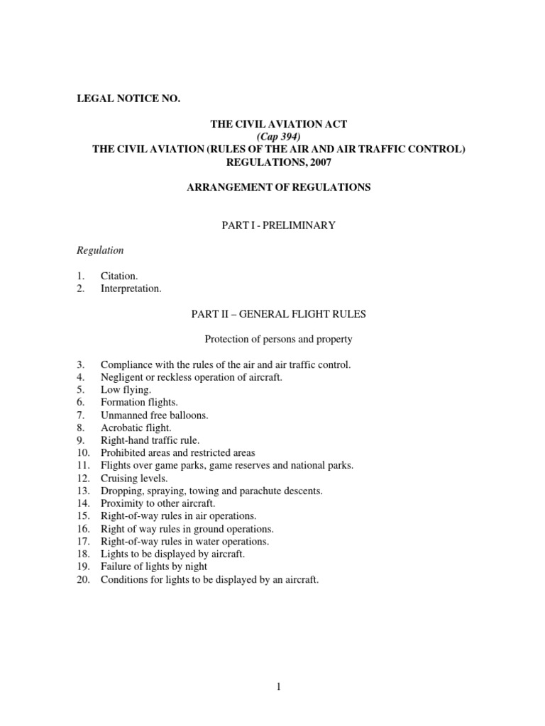 Civil Aviation Rules of The Air Regs PDF | PDF | Air Traffic Control ...