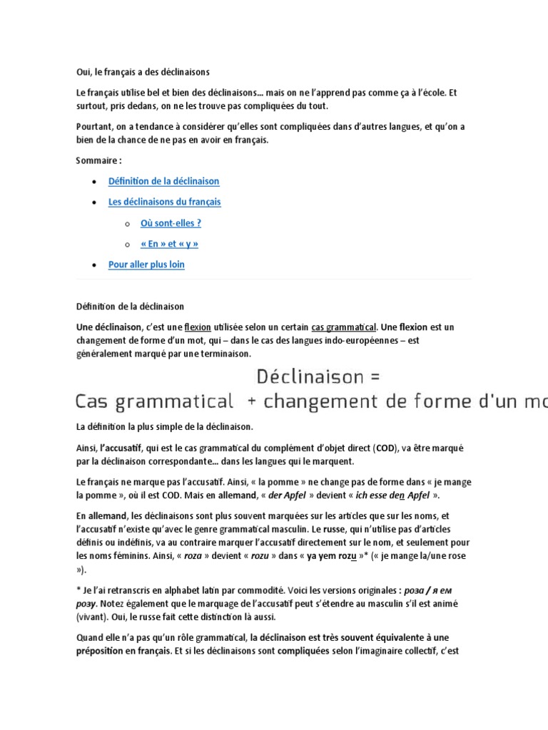 Declinaisons | PDF | Genre grammatical | Nombre grammatical