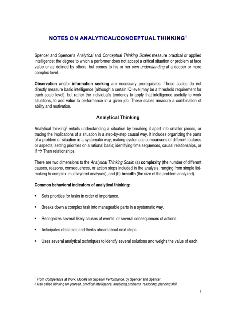 Analytical Conceptual Thinking Pdf Concept Thought