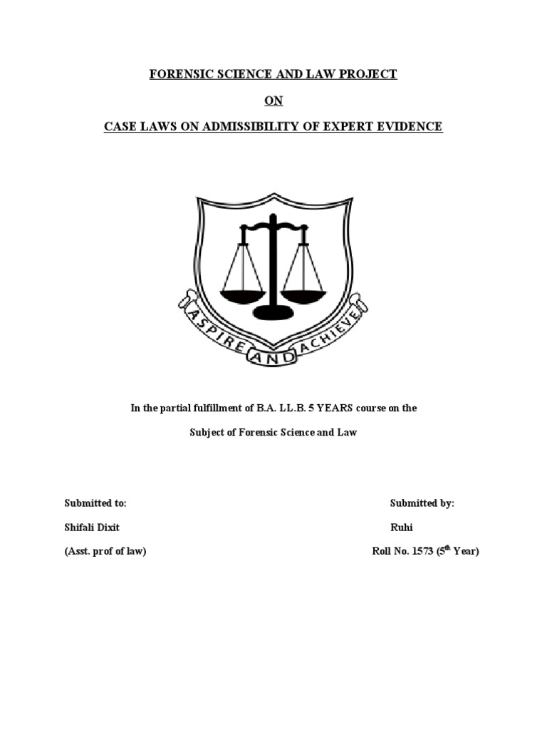 Admissibility of Expert Evidence in Law | PDF | Expert Witness | Witness