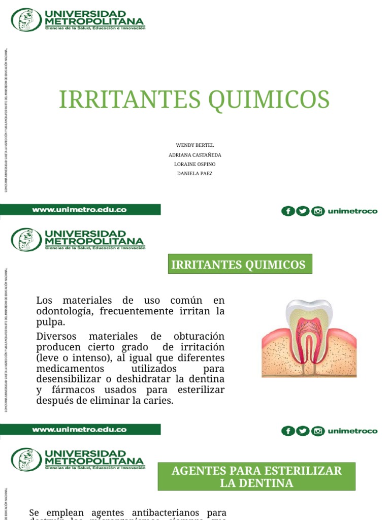 Irritantes Químicos En Odontología Pdf Zinc Calcio