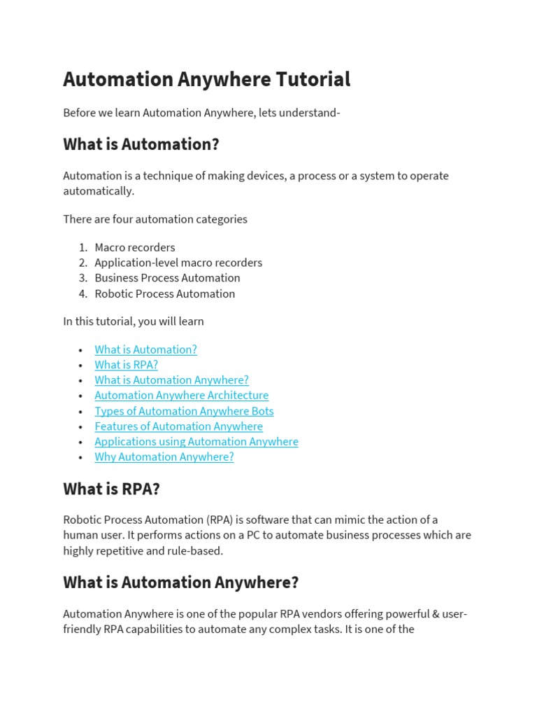 Automation Anywhere Tutorial | PDF | Automation | Information Technology