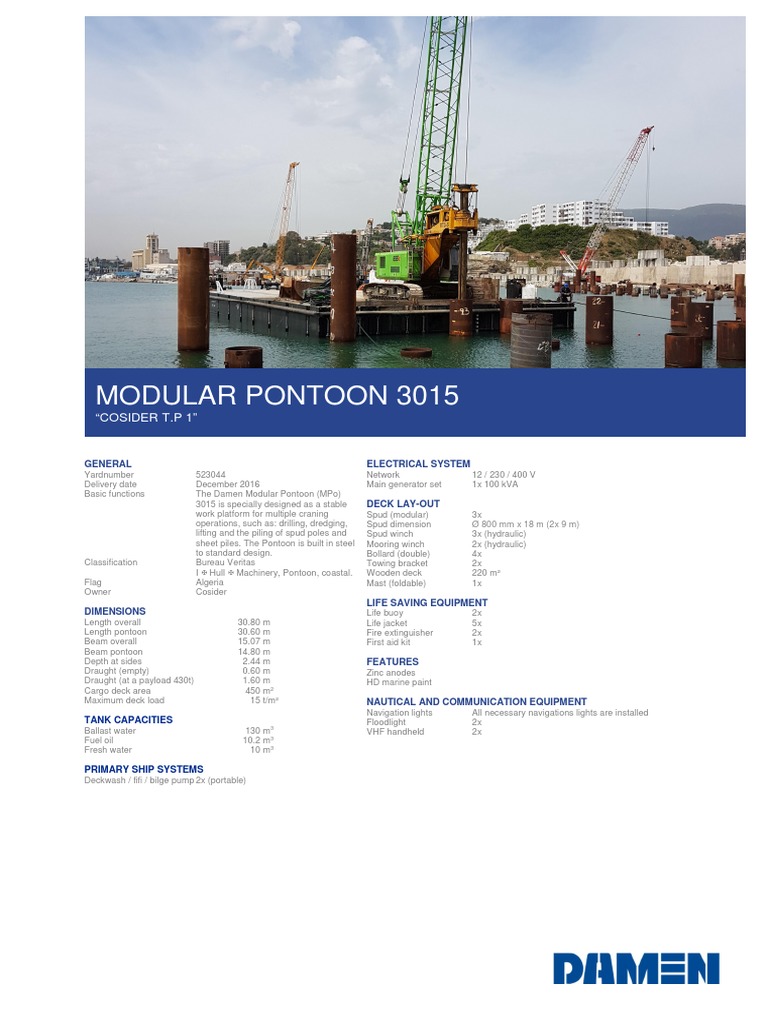 Product Sheet Damen Modular Pontoon 3015 12 2016 | PDF | Shipping | Ships