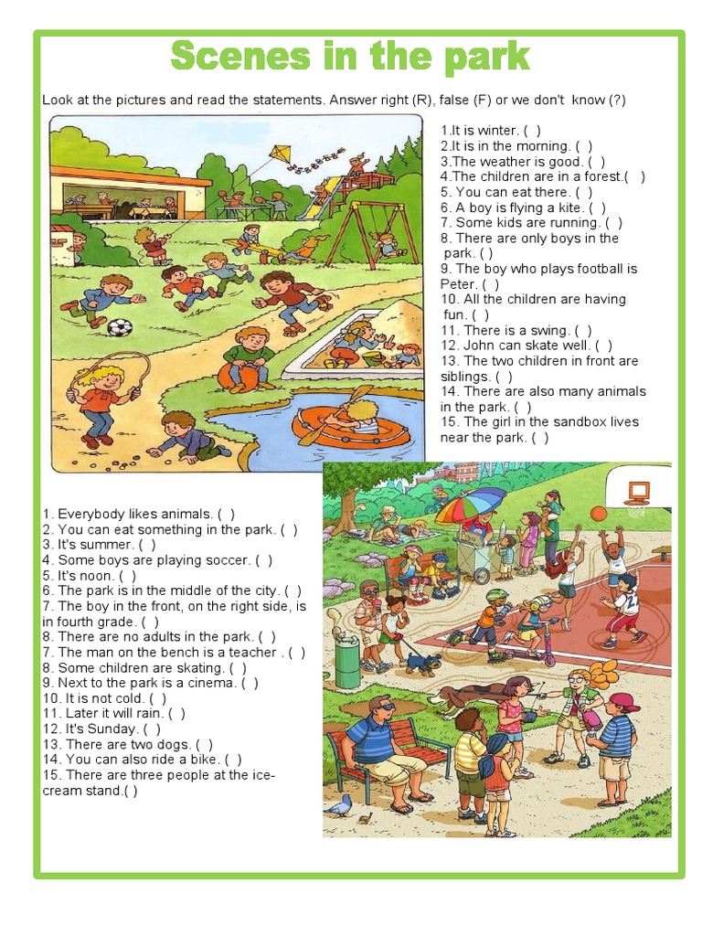 Picture Description Scenes in The Park Fun Activities | PDF