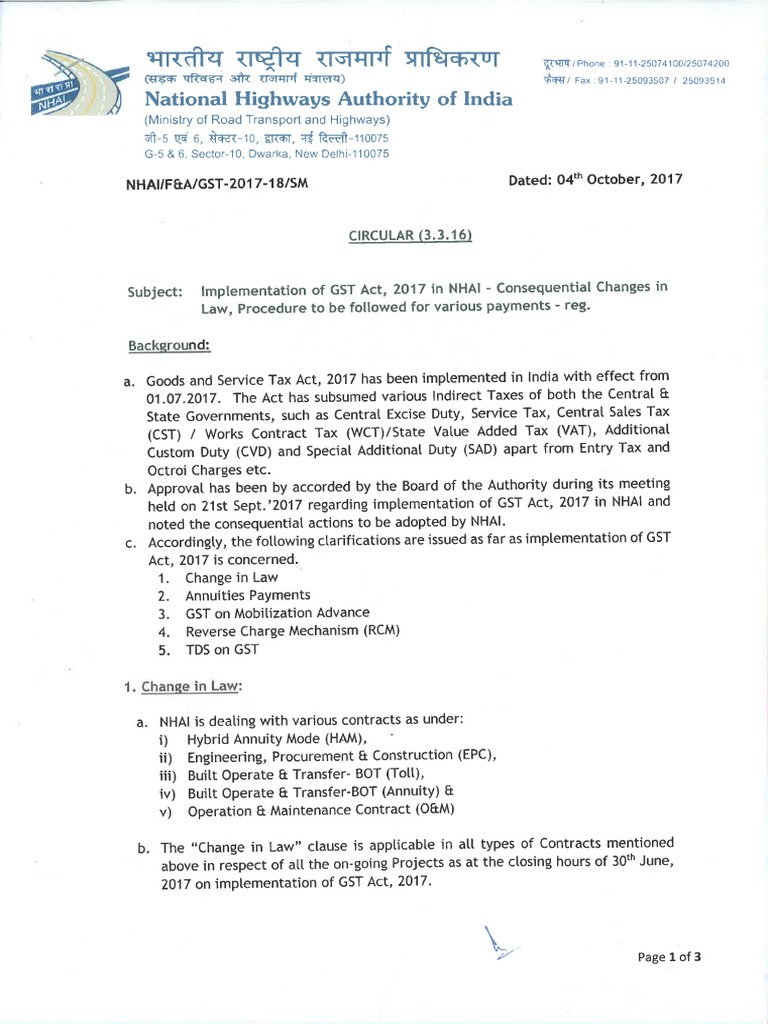 Circular On GST 3.3.16 PDF | PDF