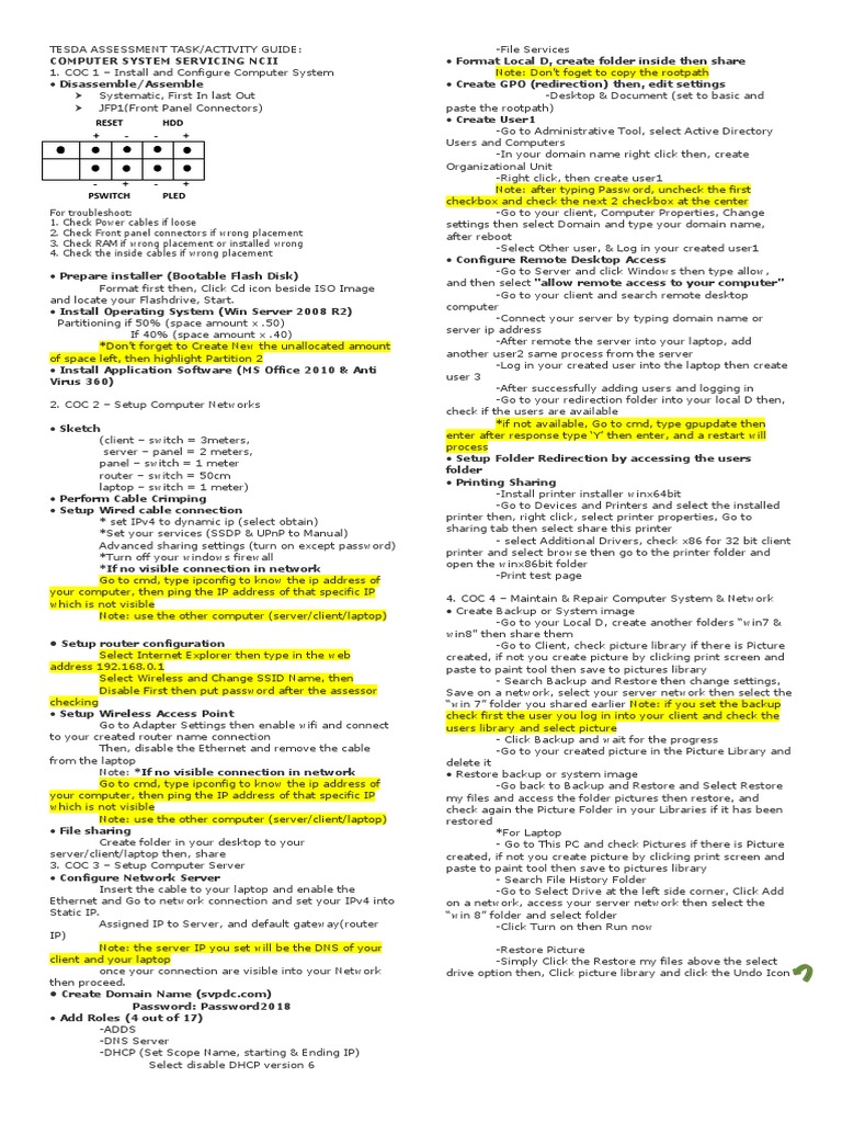 Reset HDD: Computer System Servicing Ncii | PDF | Ip Address | Remote Desktop Services