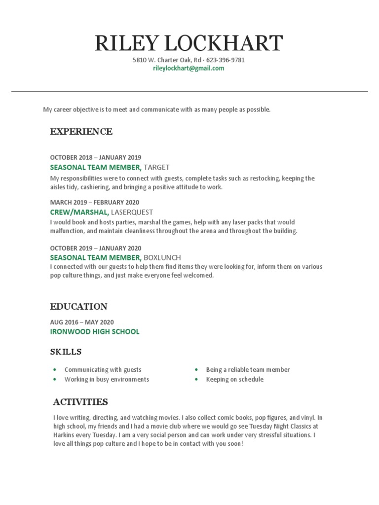 Riley Lockhart Resume PDF | PDF