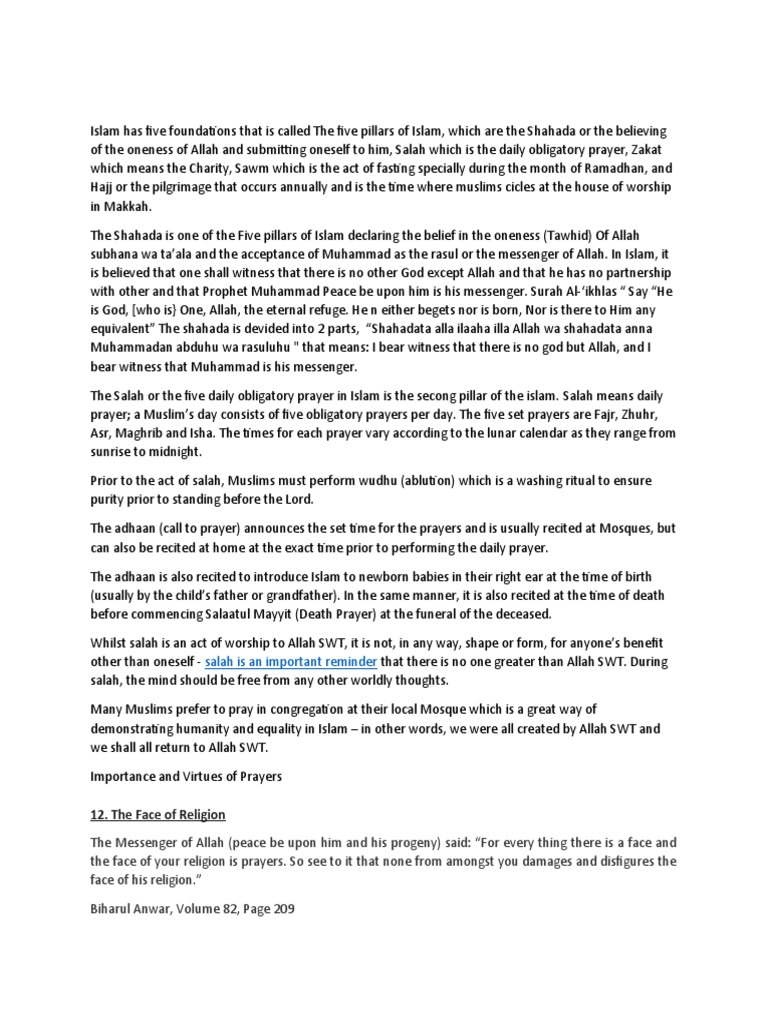 Shahada and Five Daily Prayers. | PDF | Abrahamic Religions | Semitic ...