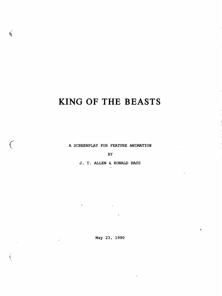The Lion King - JT Allen & Ron Bass - Original Movie Script - 5-23-90 ...