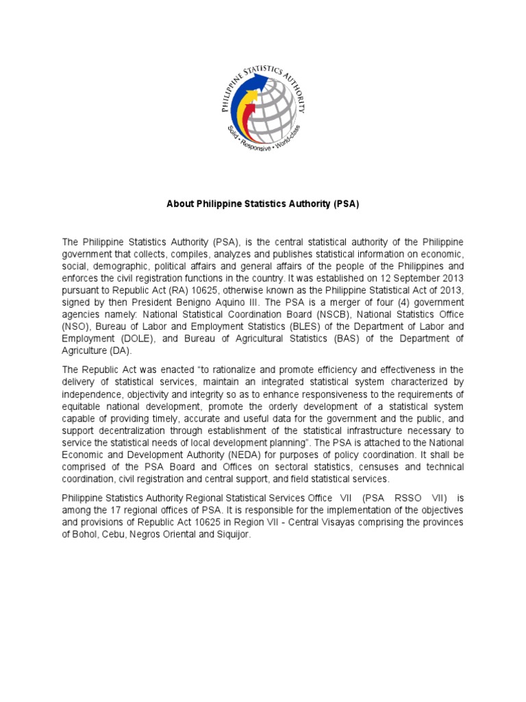 About Philippine Statistics Authority | PDF