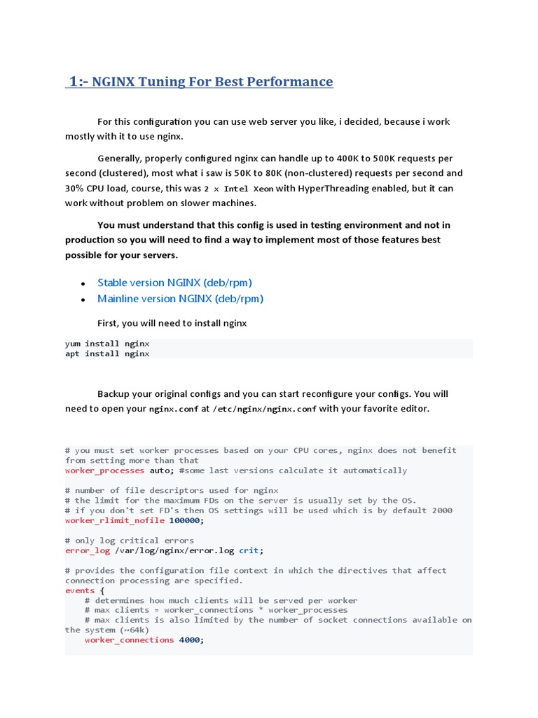 NGINX Tuning For Best Performance | PDF | Denial Of Service Attack | Digital Technology