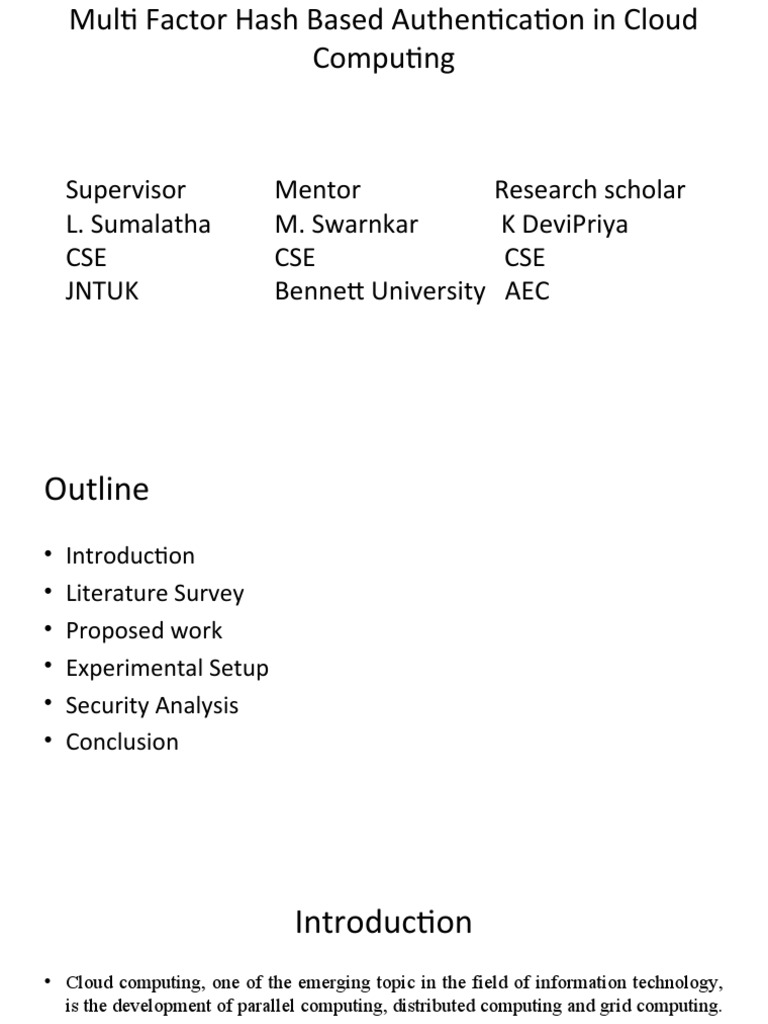 21052019finalmulti Factor Hash Based Authentication in Cloud Computing | PDF | Password | Cloud ...