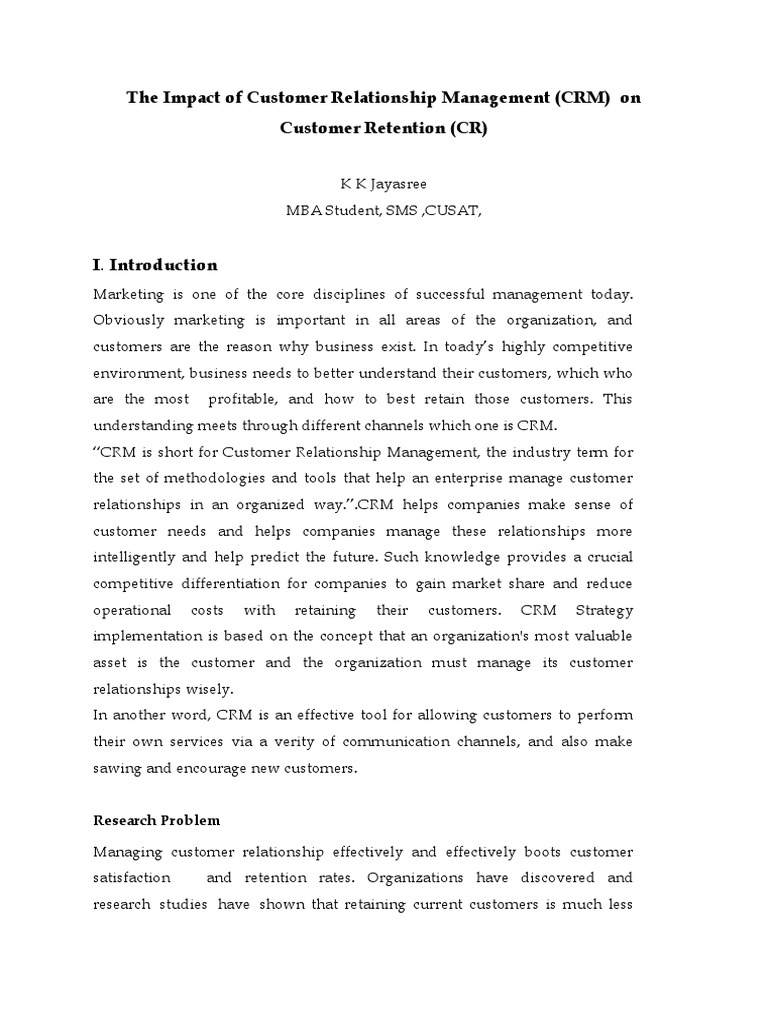 Understanding the Impact of Customer Relationship Management on ...