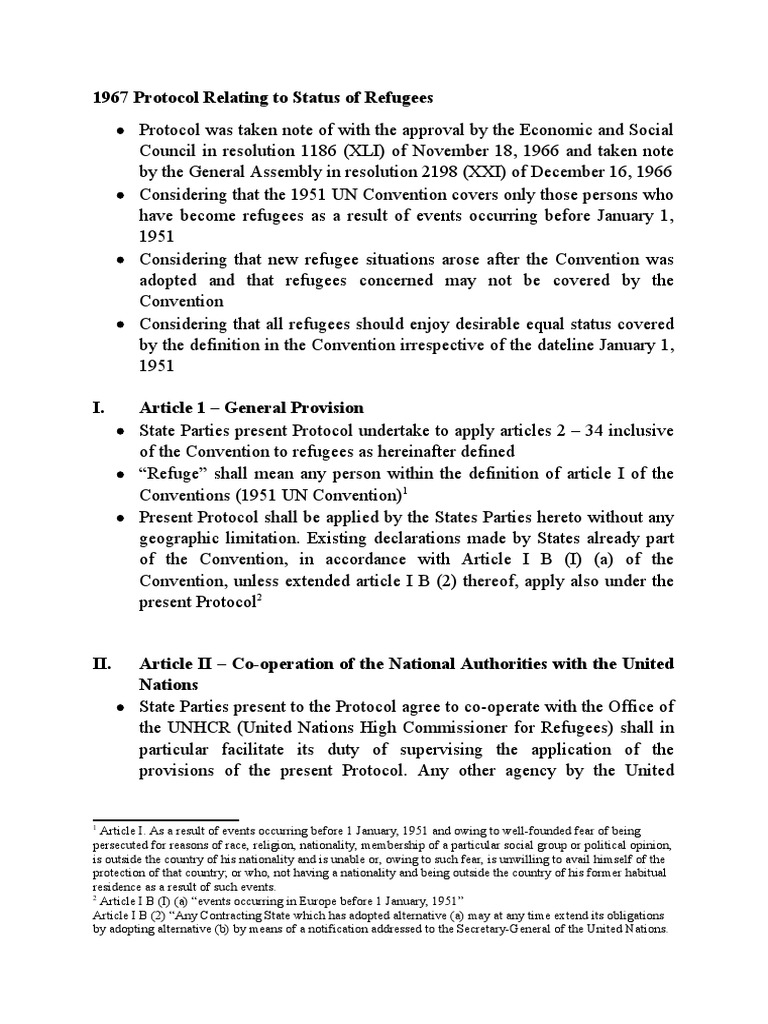 The 1967 Protocol Relating to the Status of Refugees: Expanding ...