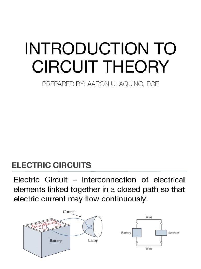 Introduction To Circuit Theory: Prepared By: Aaron U. Aquino, Ece | PDF ...