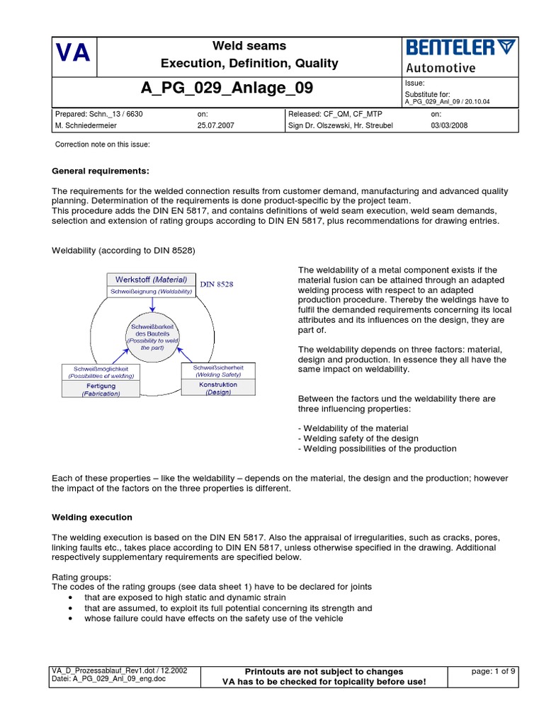 A - PG - 029 - Anlage - 09: Weld Seams Execution, Definition, Quality ...