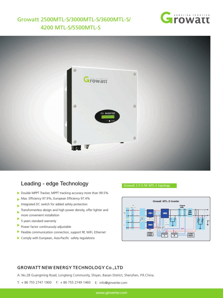 Growatt MTL-S Inverter Specifications | PDF | Mains Electricity ...