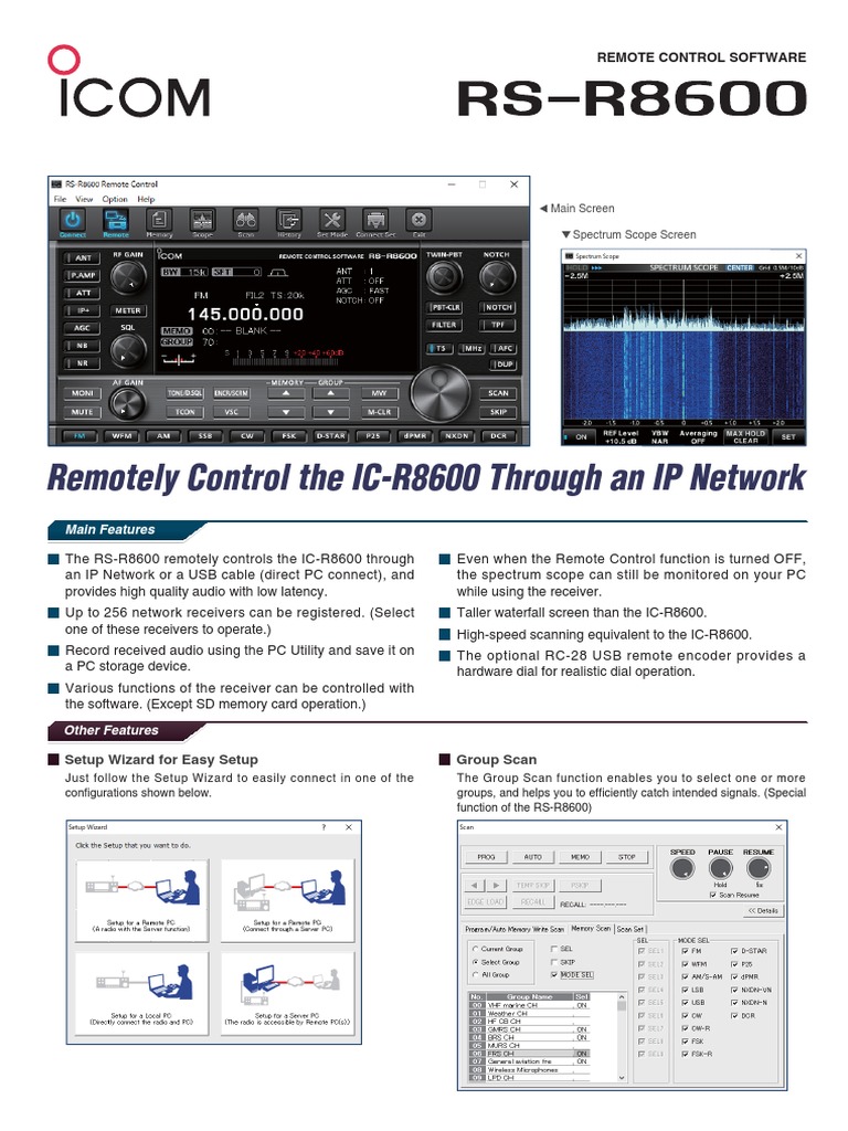Remotely Control The IC-R8600 Through An IP Network: Main Features ...