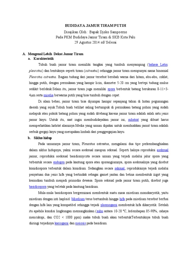 Proses Pembuatan Baglog Jamur Tiram Putih | PDF