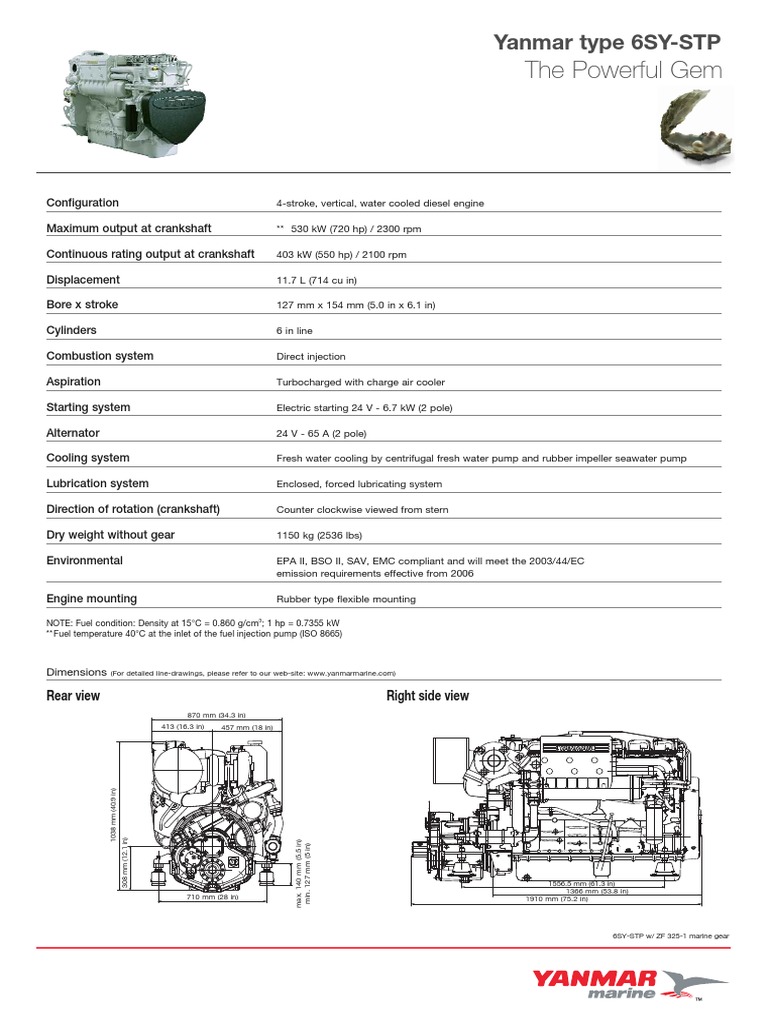 The Powerful Gem: Yanmar Type 6SY-STP | PDF | Horsepower | Engines