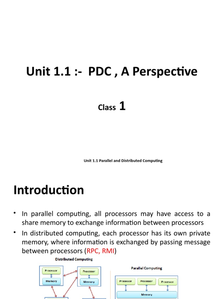 Unit 11 Pdc A Perspective 1 Class Pdf Parallel Computing Distributed Computing 9321