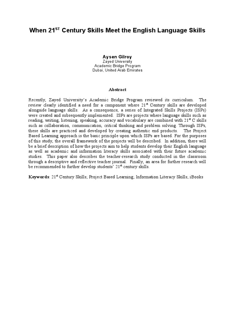 Integrating 21st Century Skills in ESL | PDF | Project Based Learning ...