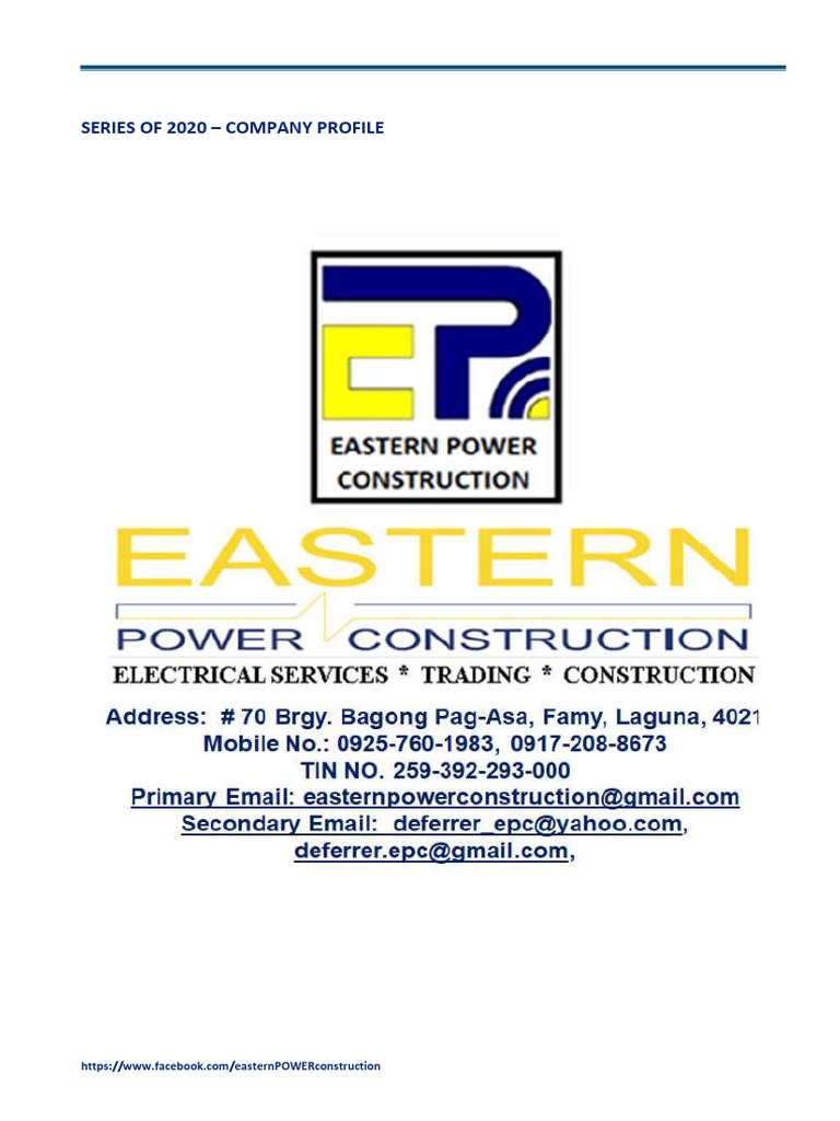 Eastern Power Construction Company Profile 2020 | PDF | Engineer ...
