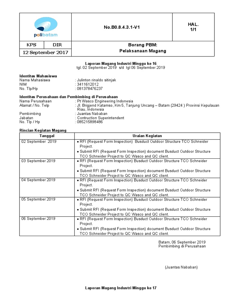 Logbook Magang 1 | PDF | Quality | Business Process