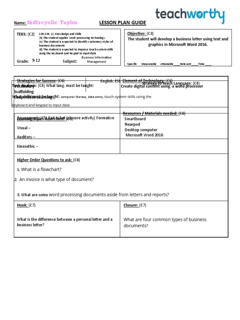 Lesson Plan Guide LPG SST | PDF | Individualized Education Program | Lesson Plan