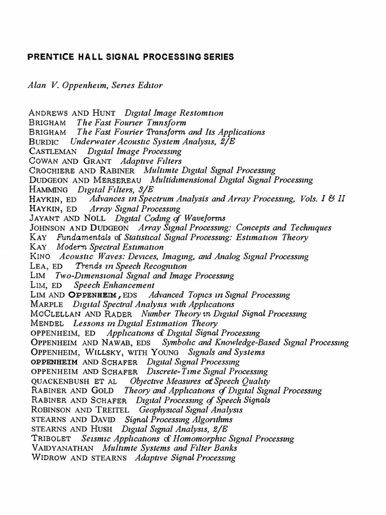 Fundamentals Of Statistical Signal Processing Volume I Estimation