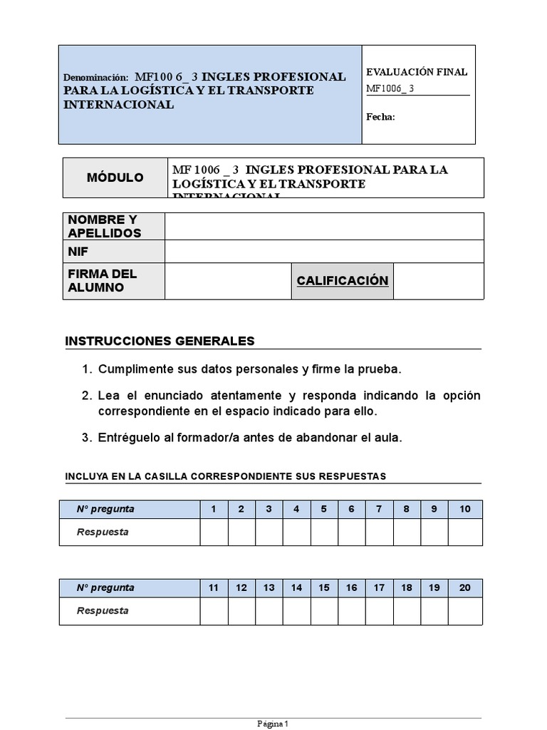 Acti - Log - Ex - Teórico MF 1006 - 3 | PDF | Pallet | Cargo