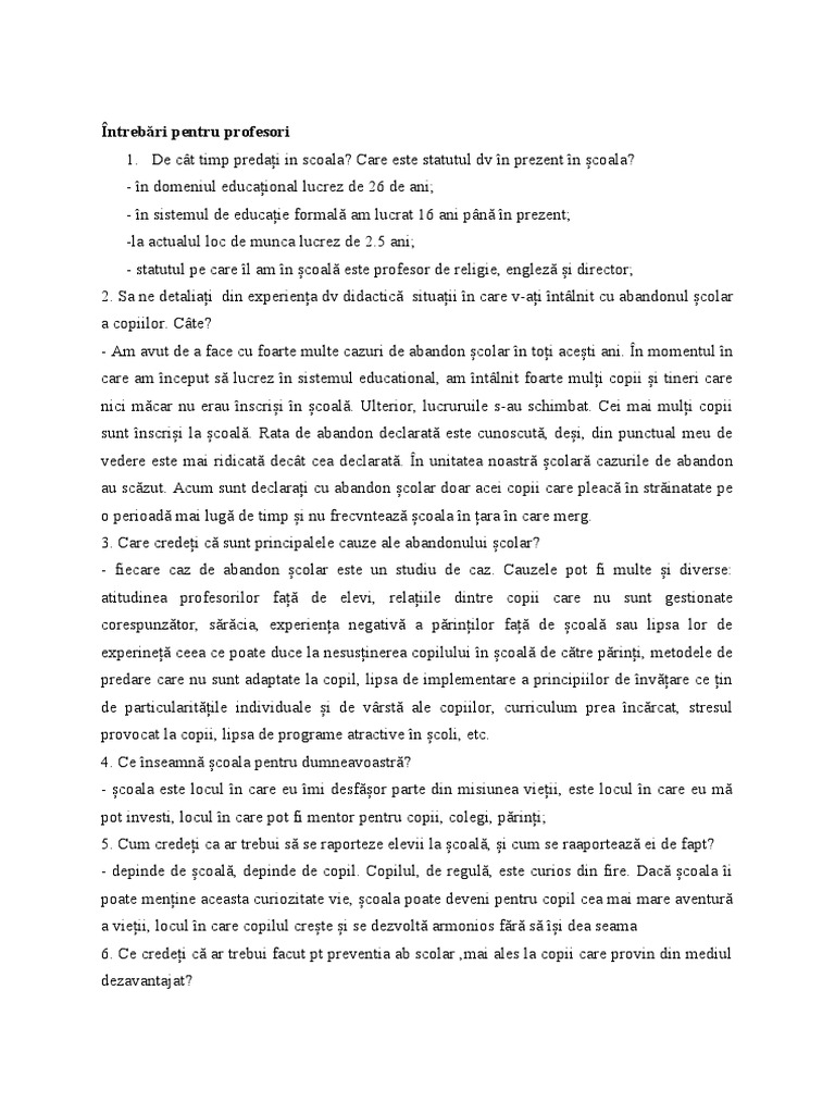 Întrebări Pentru Profesori | PDF