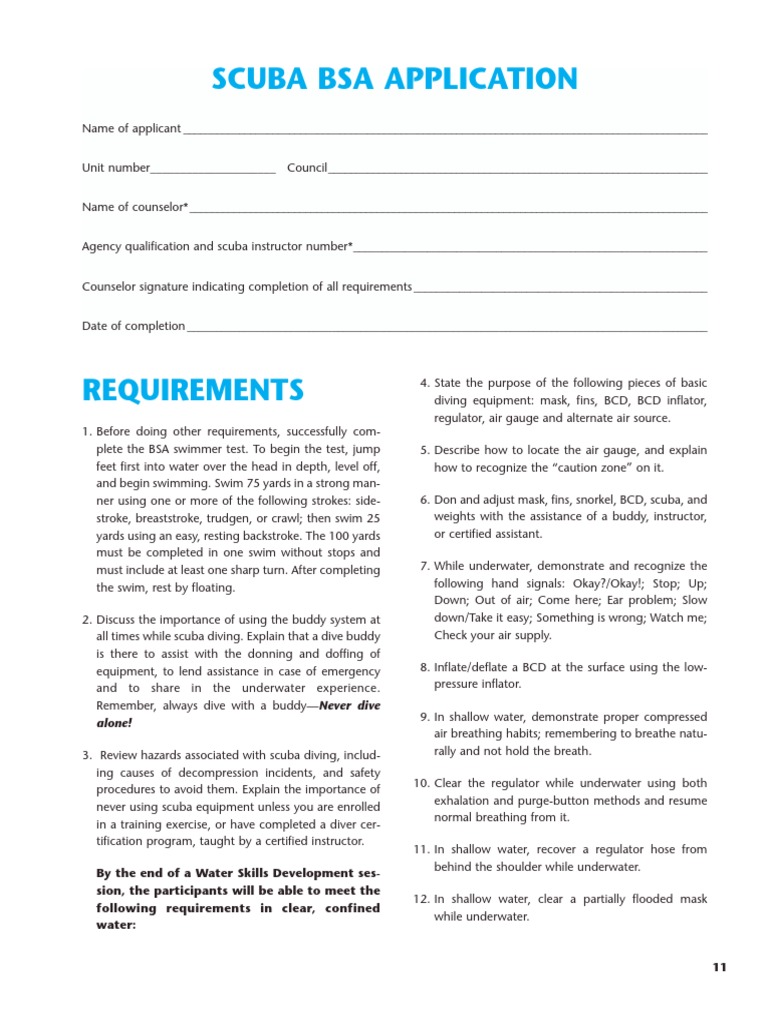Scuba Award | PDF | Scuba Diving | Boy Scouts Of America